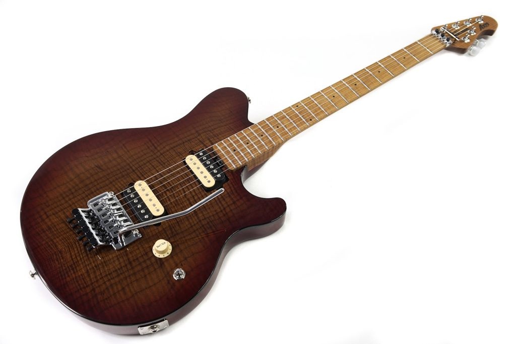 Ernie Ball Music Man Axis w/ Floyd Rose - Roasted Amber - Flame Top ...